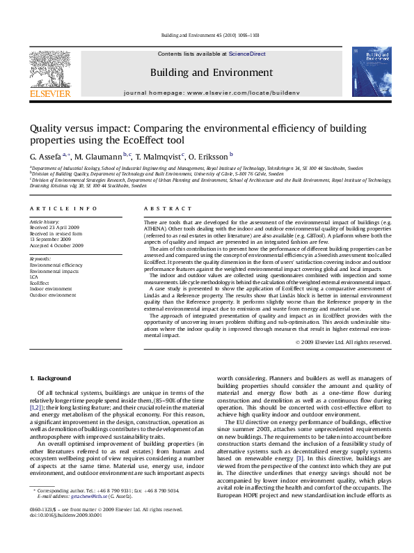 (PDF) Quality versus impact: Comparing the environmental efficiency of ...