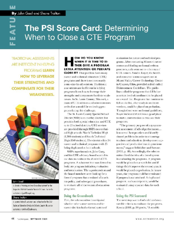 (PDF) The PSI Score Card: Determining when to Close a CTE Program