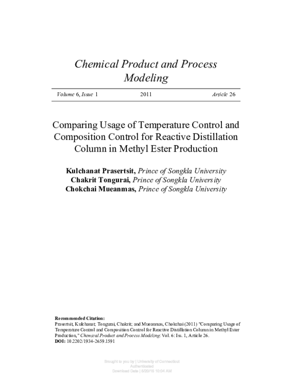 Pdf Comparing Usage Of Temperature Control And Composition Control