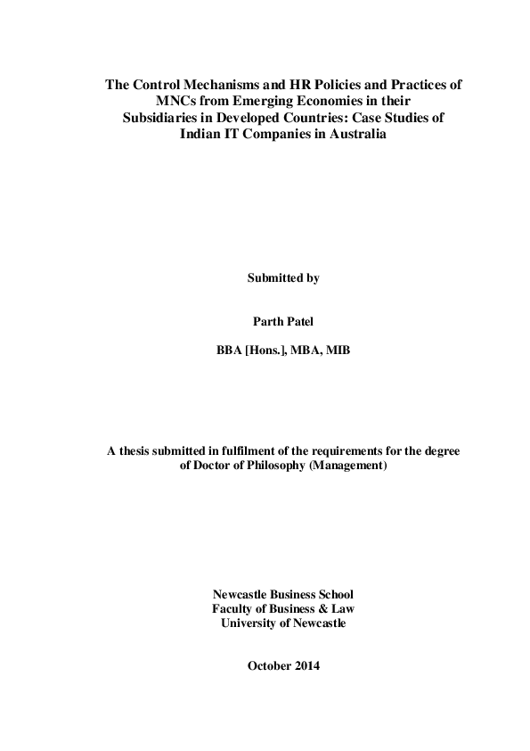 (PDF) The Control Mechanisms and HR Policies and Practices of MNC's ...