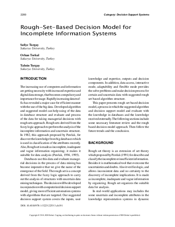 Pdf Rough Set Based Decision Model For Incomplete Information Systems 1030