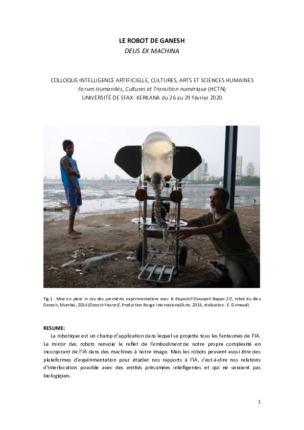 (PDF) Le robot de Ganesh - Deus ex machina