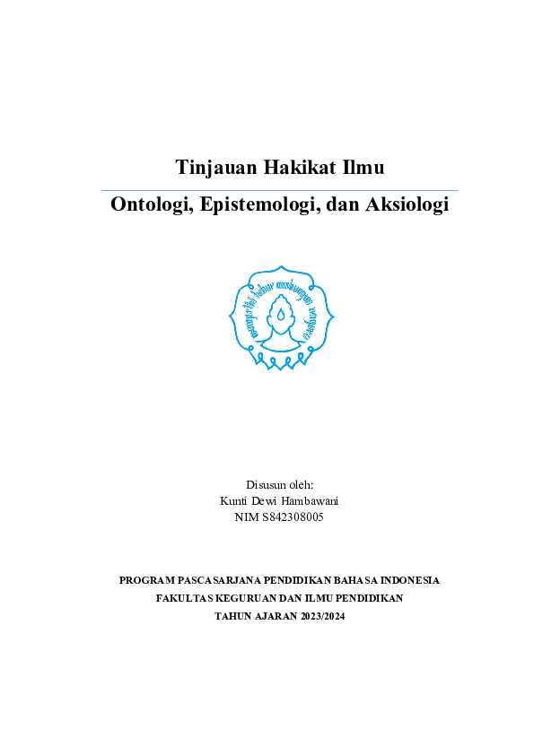 (PDF) Hakikat Ilmu: Ontologi, Epistemologi, Aksiologi