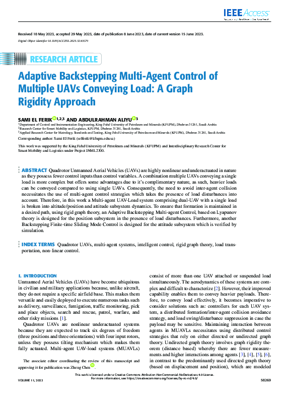 (PDF) Adaptive Backstepping Multi-Agent Control of Multiple UAVs Conveying Load: A Graph ...