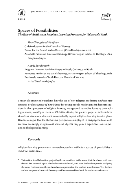 (PDF) Spaces of Possibilities | Tone Stangeland Kaufman - Academia.edu