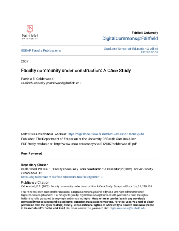 (PDF) Faculty community under construction: A Case Study