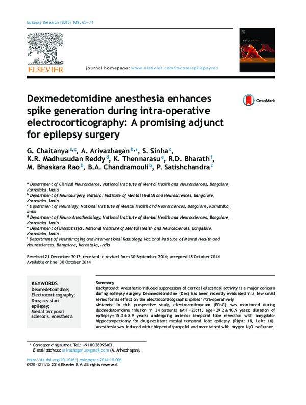 (PDF) Dexmedetomidine anesthesia enhances spike generation during intra ...