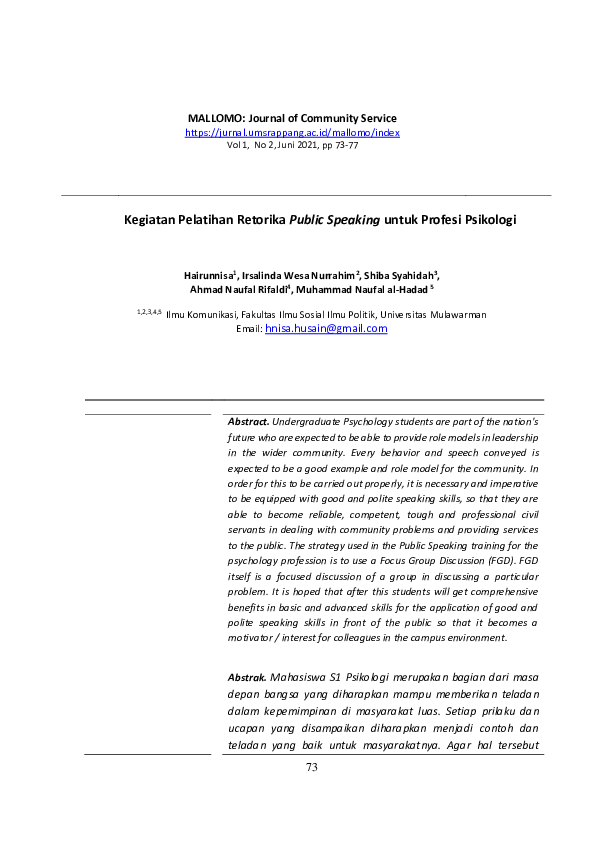 (PDF) The Public Speaking Training Activities for Profession of ...