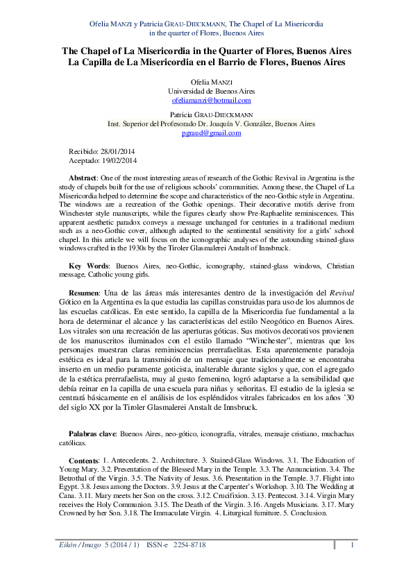 (PDF) The Chapel of La Misericordia in the Quarter of Flores, Buenos ...