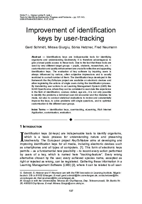 (PDF) Improvement of identification keys by user-tracking