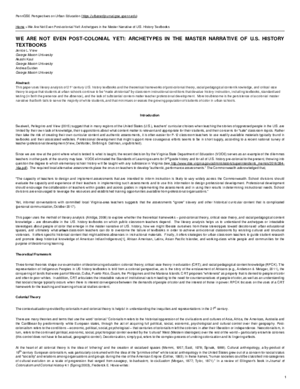 (PDF) We Are Not Even Post-Colonial Yet!: Archetypes in the Master ...