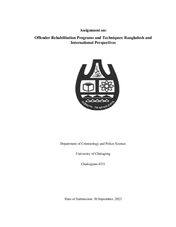 (PDF) Offender Rehabilitation Programs and Techniques: Bangladesh and ...