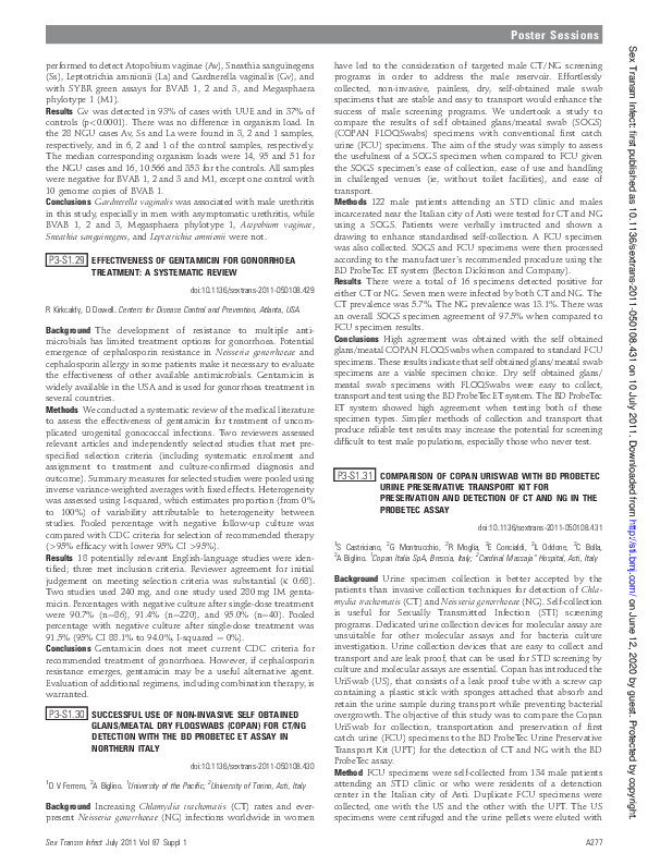 (PDF) P3-S1.31 Comparison of Copan UriSwab with BD ProbeTec urine ...