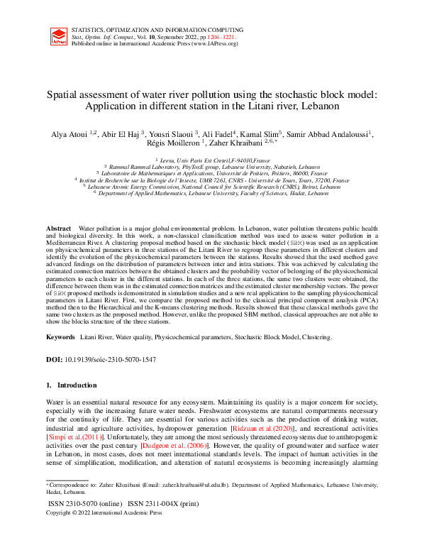 (PDF) Spatial Assessment of Water River Pollution Using the Stochastic ...