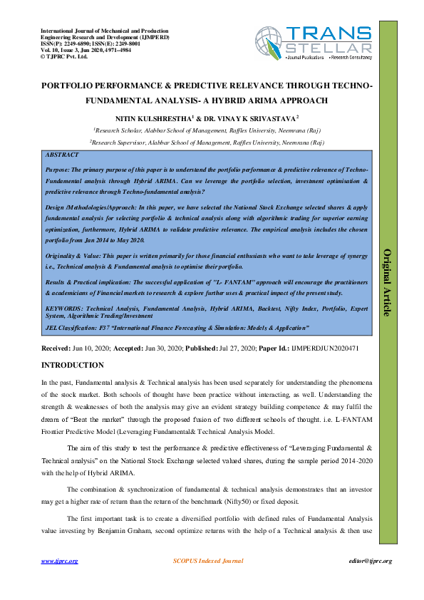(PDF) Portfolio Performance , Predictive Relevance through Techno-Fundamental Analysis- A Hybrid ...