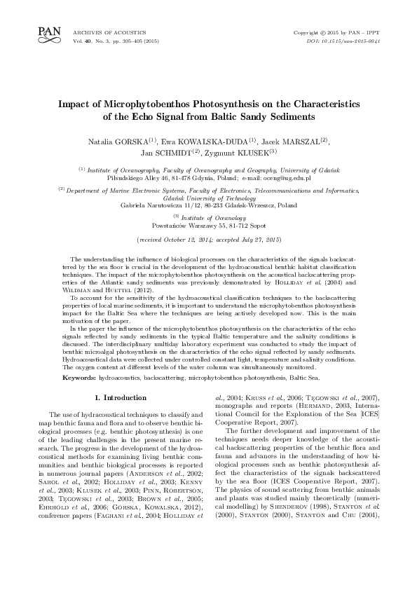 (PDF) Impact of Microphytobenthos Photosynthesis on the Characteristics ...