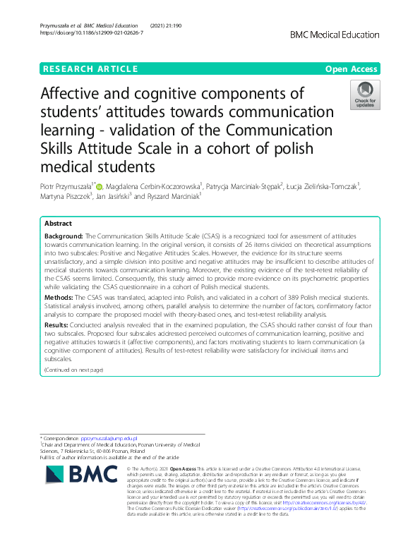 (PDF) Affective and cognitive components of students’ attitudes towards communication learning ...