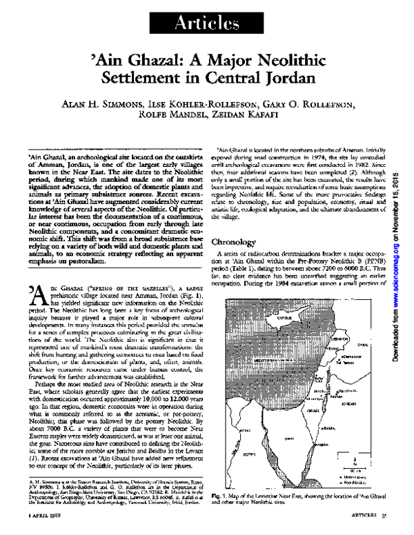 (PDF) Ain Ghazal: A Major Neolithic Settlement in Central Jordan ...