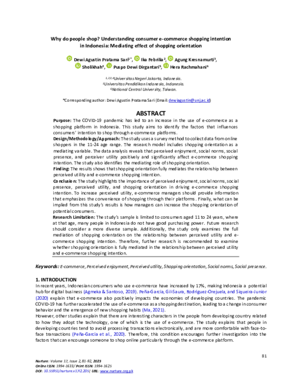 (PDF) Why do people shop? Understanding consumer e-commerce shopping ...