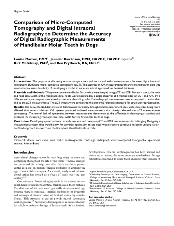 (PDF) Comparison of Micro-Computed Tomography and Digital Intraoral ...