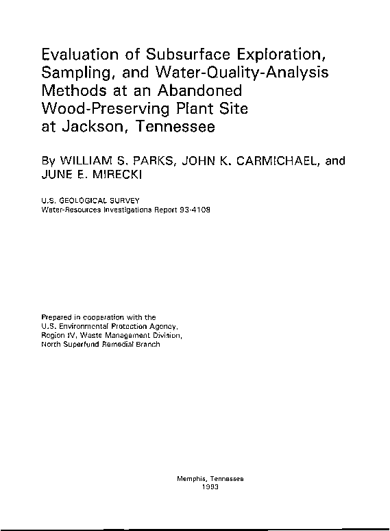 (PDF) Evaluation of subsurface exploration, sampling, and water-quality-analysis methods at an ...