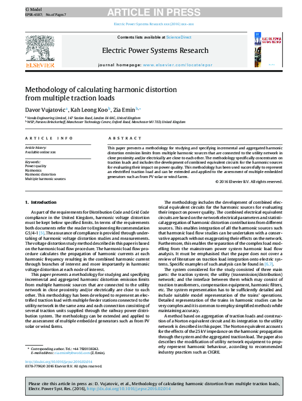 (PDF) Methodology of calculating harmonic distortion from multiple traction loads