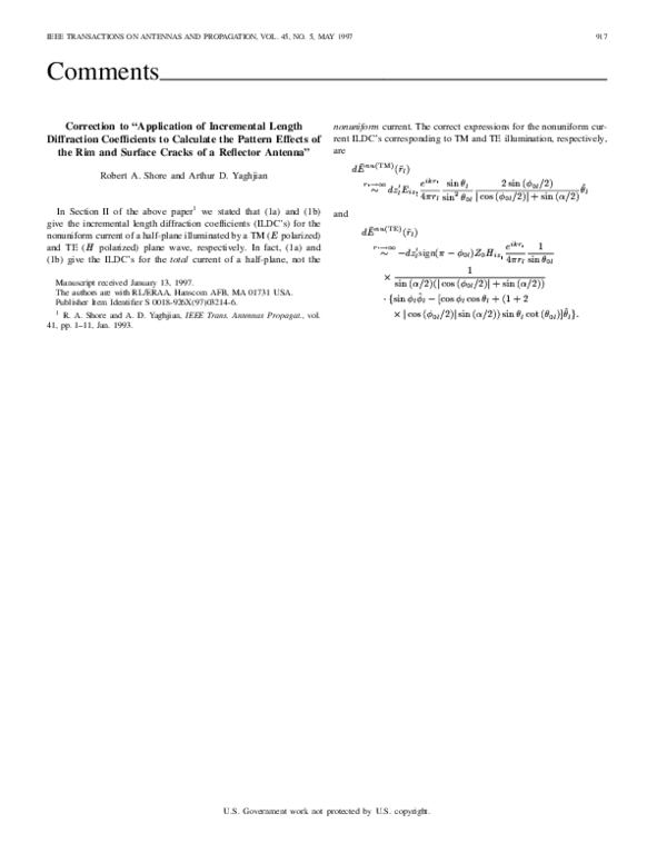 (PDF) Correction to "Application Of Incremental Length Diffraction Coefficients To Calculate The ...