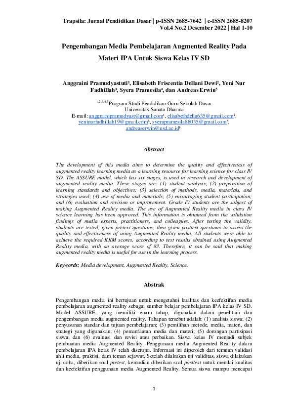 (PDF) Pengembangan Media Pembelajaran Augmented Reality Pada Materi IPA ...