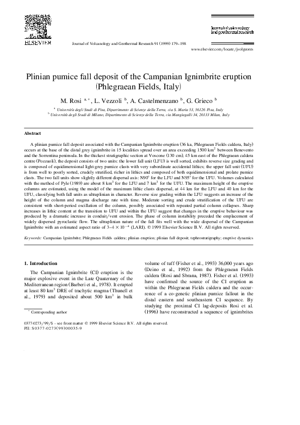 (PDF) Campanian Ignimbrite Eruption: Pumice Fall Deposits Characteristics