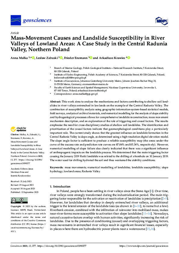 (PDF) Mass-Movement Causes and Landslide Susceptibility in River Valleys of Lowland Areas: A ...