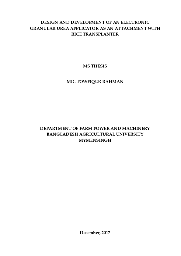 (PDF) Design and development of an electronic granular urea applicator ...