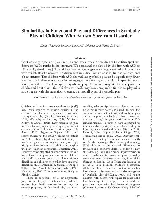 (PDF) Similarities in Functional Play and Differences in Symbolic Play ...