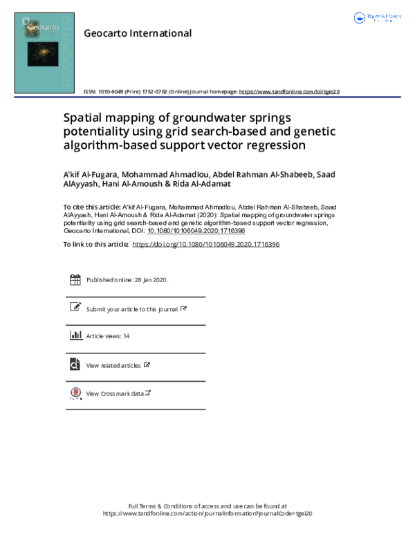 (PDF) Spatial mapping of groundwater springs potentiality using grid ...