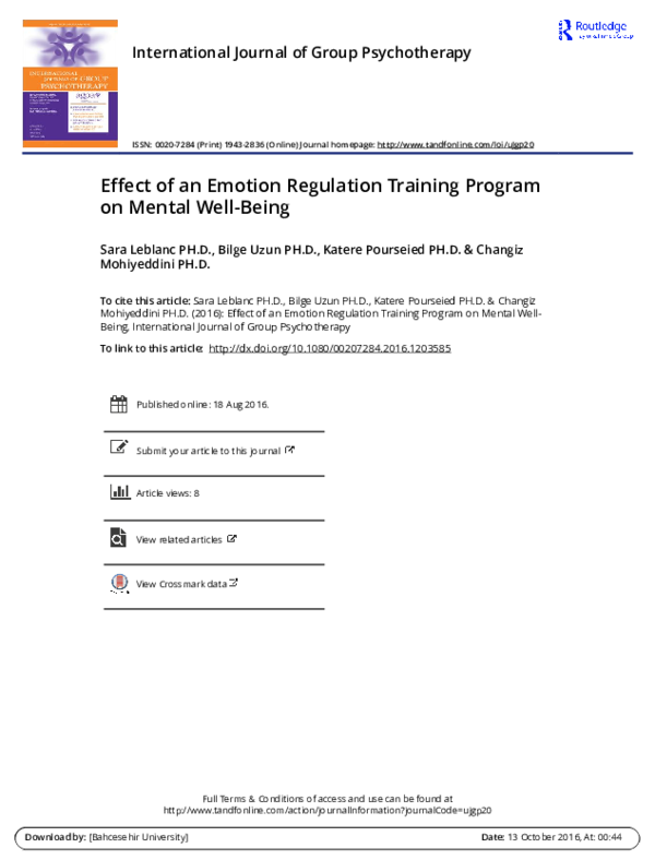 (PDF) Effect of an Emotion Regulation Training Program on Mental Well-Being