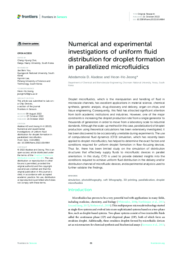 (PDF) Numerical and experimental investigations of uniform fluid ...