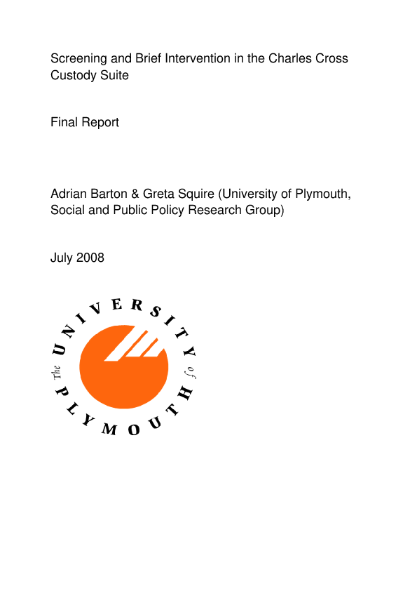 (PDF) Screening and brief intervention in the Charles Croft custody suite