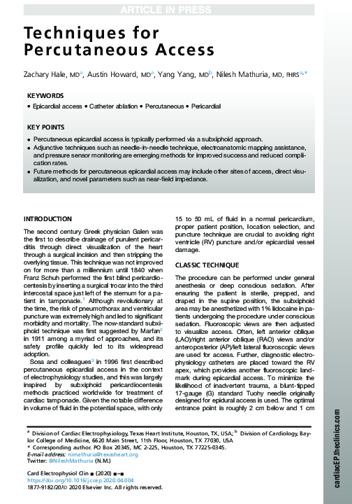 (PDF) Techniques for Percutaneous Access