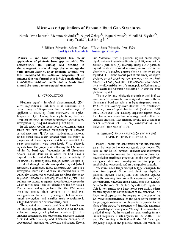 (PDF) Microwave Applications of Photonic Band Gap Structures