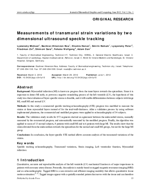 (PDF) Measurements of transmural strain variations by two dimensional ultrasound speckle ...