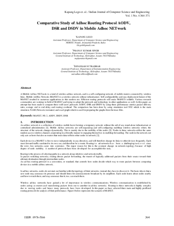 (PDF) Comparative Study of Adhoc Routing Protocol AODV, DSR and DSDV in Mobile Adhoc NETwork