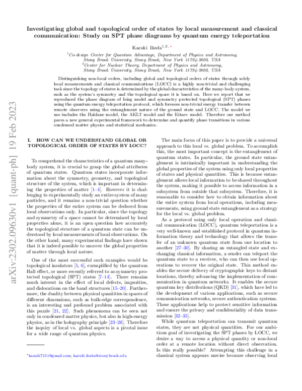 (PDF) Investigating global and topological order of states by local ...