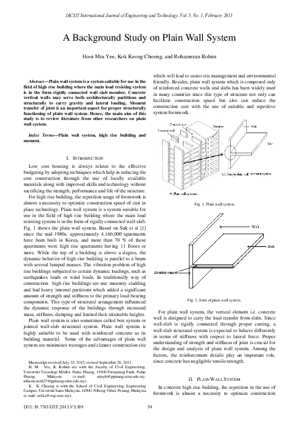 (PDF) A Background Study on Plain Wall System