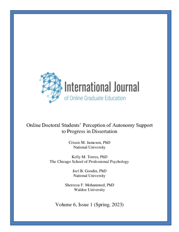 (PDF) Online Doctoral Students' Perception of Autonomy Support to Progress in Dissertation