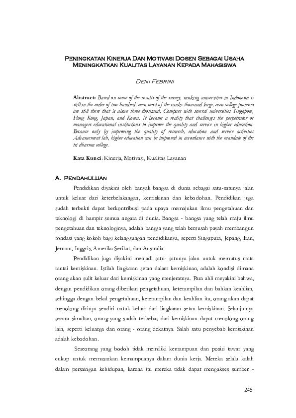(PDF) Peningkatan Kinerja Dan Motivasi Dosen Sebagai Usaha Meningkatkan ...