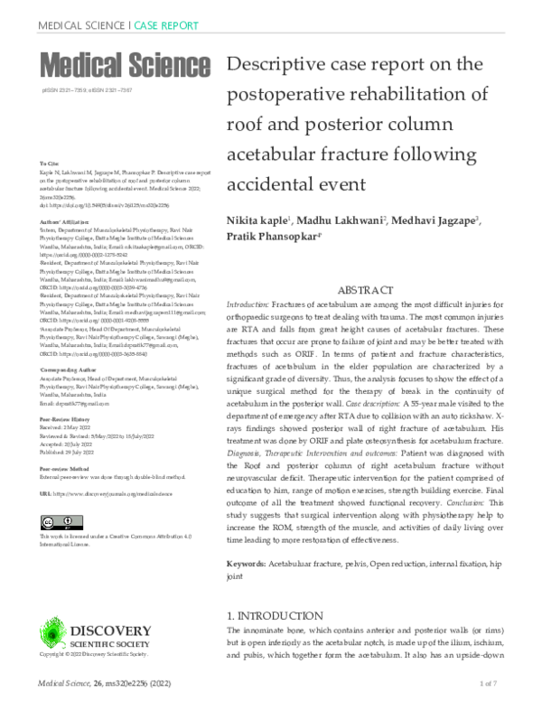 (PDF) Descriptive case report on the postoperative rehabilitation of ...