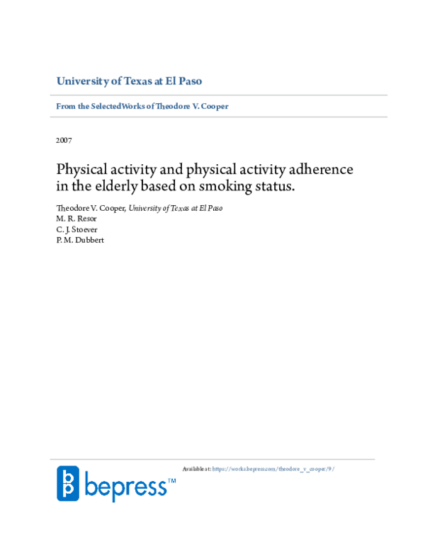 (PDF) Physical activity and physical activity adherence in the elderly ...