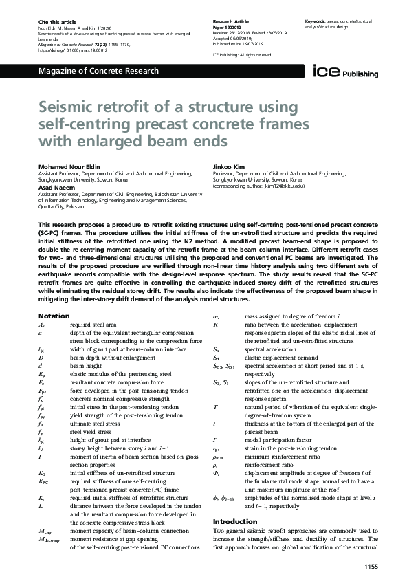 (PDF) Seismic retrofit of a structure using self-centring precast ...