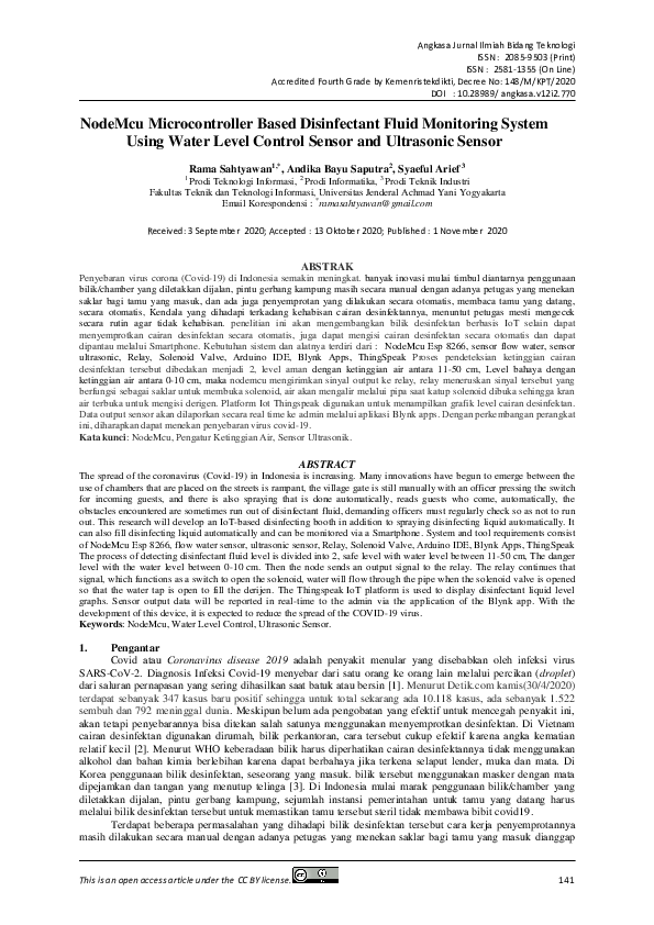 (PDF) NodeMcu Microcontroller Based Disinfectant Fluid Monitoring ...