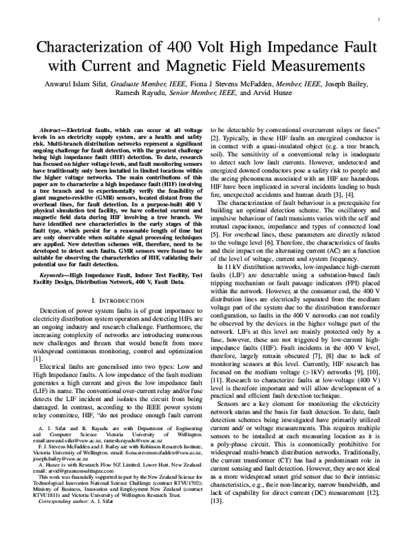 (PDF) Characterization of 400 Volt High Impedance Fault With Current ...