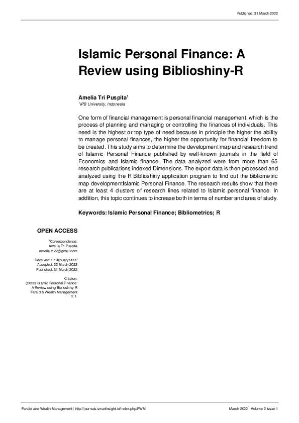 (PDF) Islamic Personal Finance: A Review using Biblioshiny-R